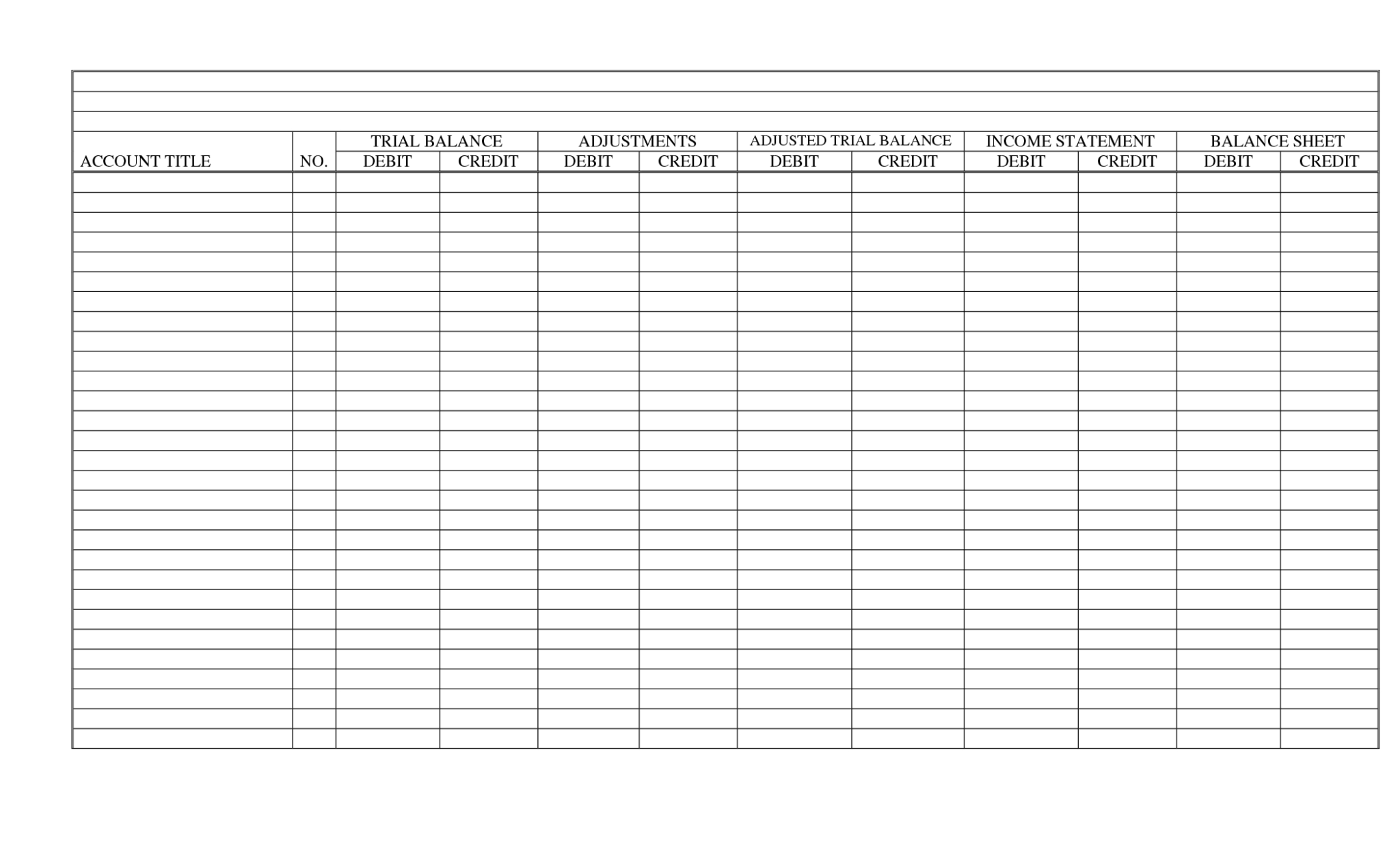 10 Column Accounting Worksheet | Printable Worksheets And for Blank ...