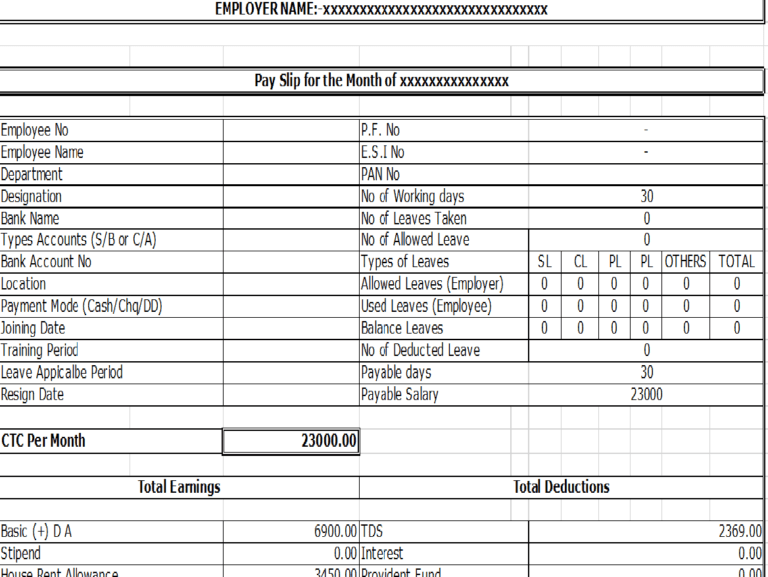 10+ Payslip Templates – Word Excel Pdf Formats throughout Blank Payslip ...