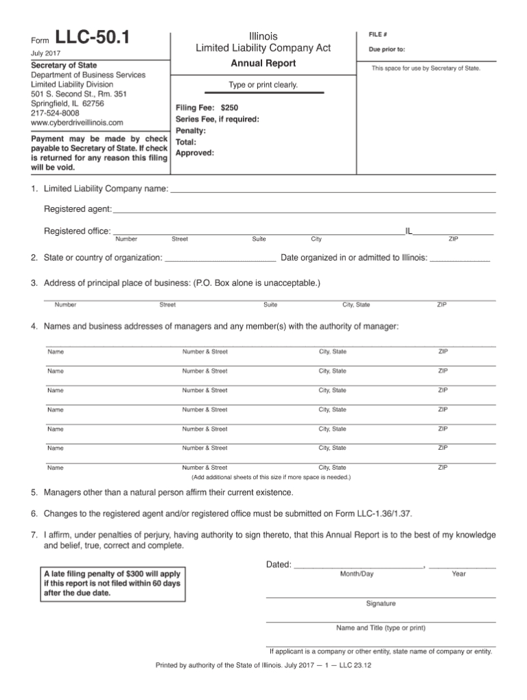 2012-2020 Form Il Llc-50.1 Fill Online, Printable, Fillable with Llc ...