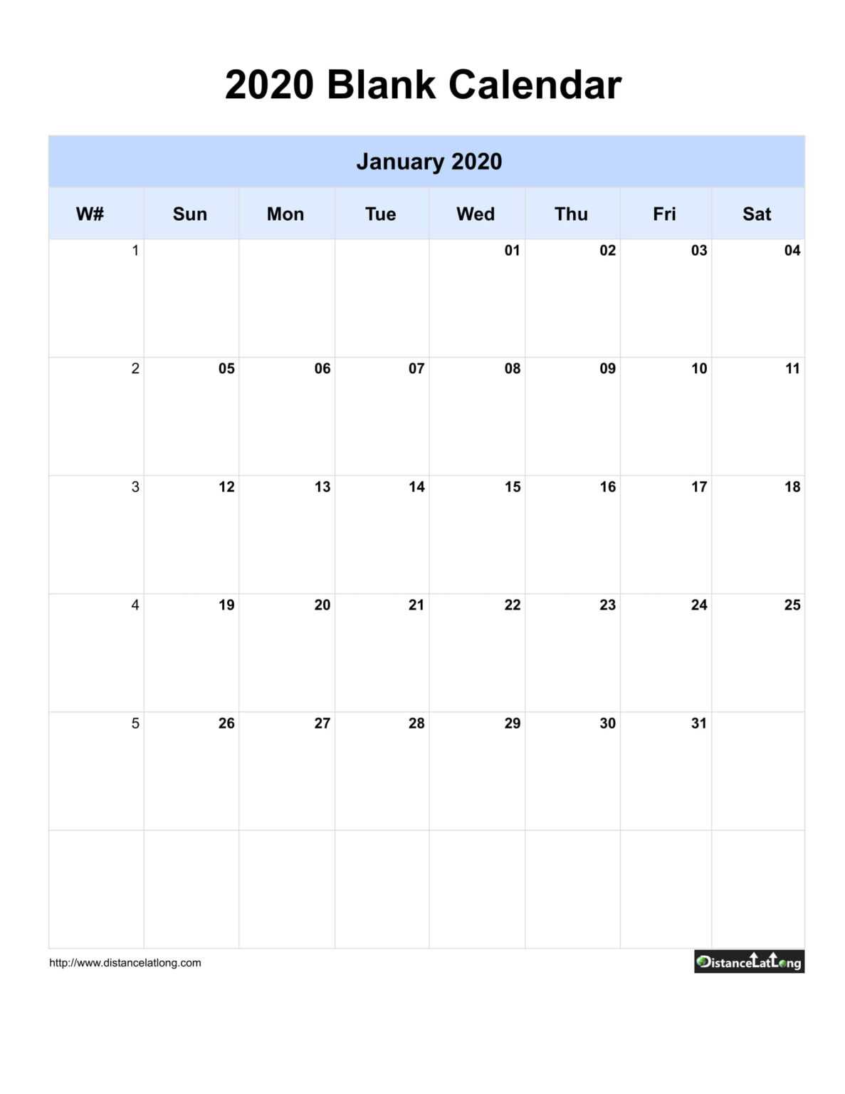 2020 Blank Calendar Blank Portrait Orientation Free regarding Blank ...