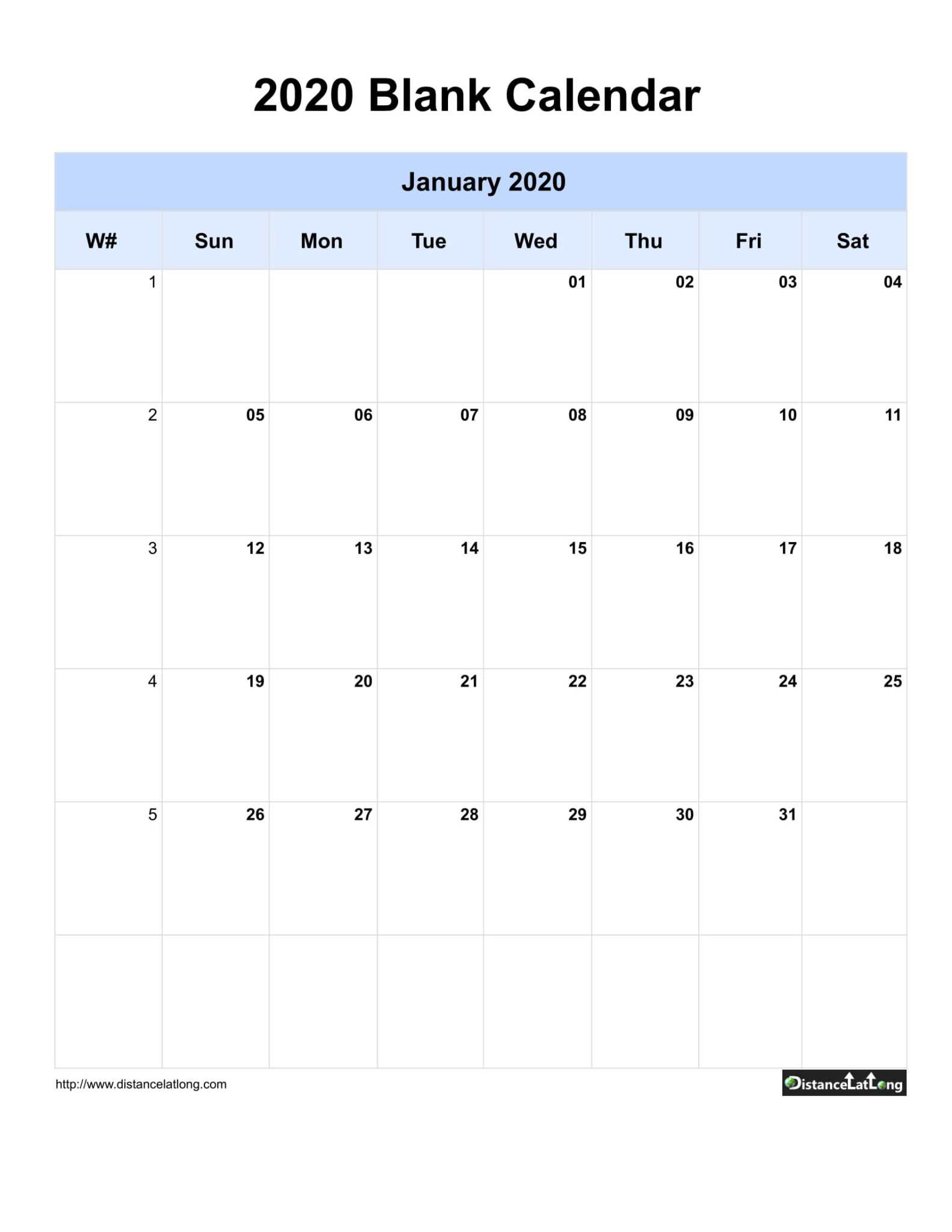 2020 Blank Calendar Blank Portrait Orientation Free regarding Blank ...