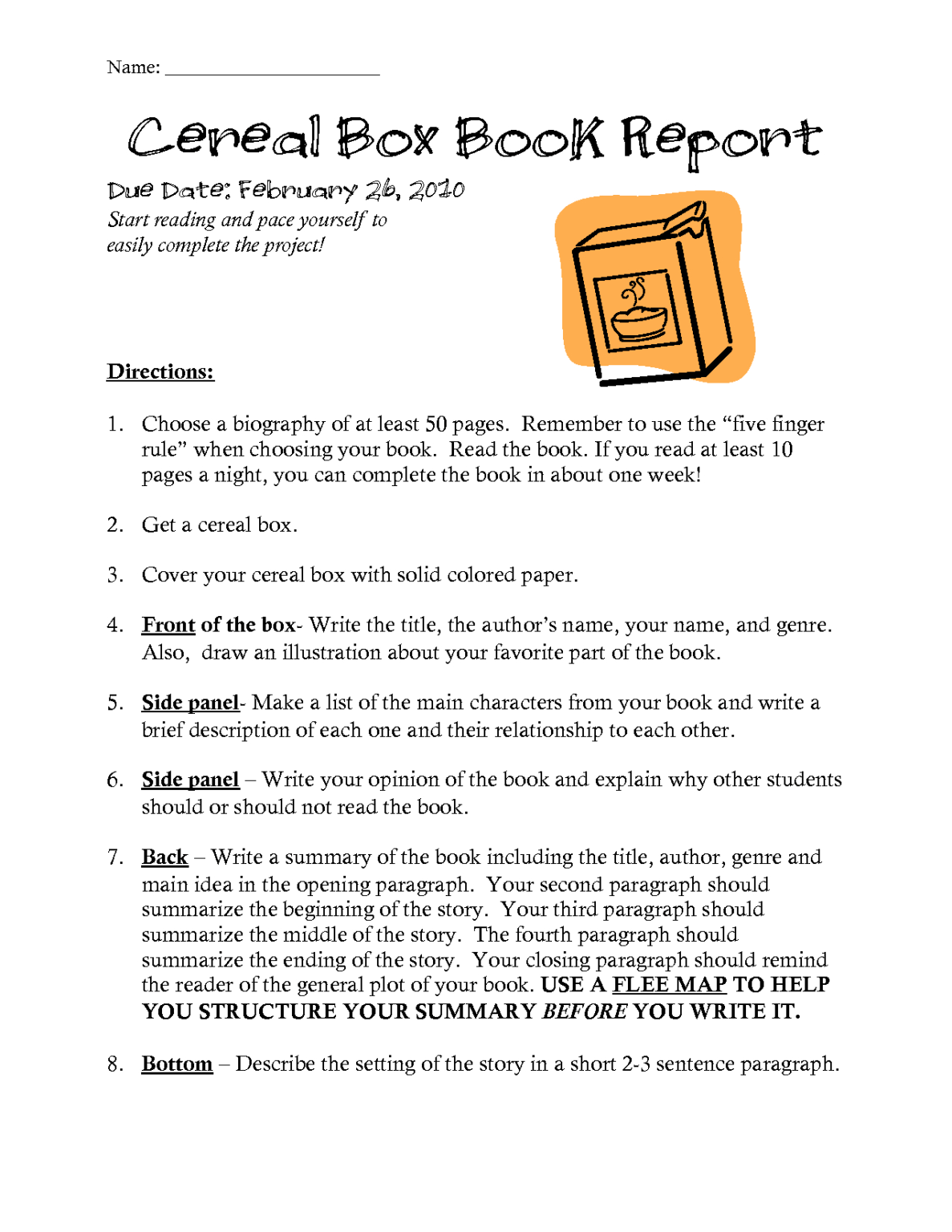 270 Pizza Book Report Template | Wiring Library inside Cereal Box Book ...
