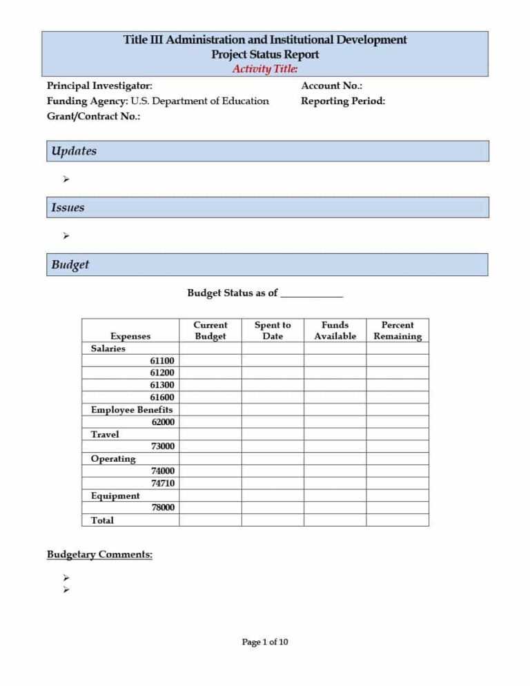 40+ Project Status Report Templates [Word, Excel, Ppt] ᐅ Throughout It ...