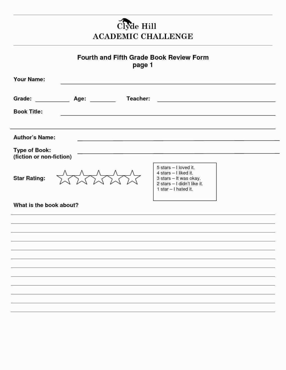 4Th Grade Book Report Worksheets | Printable Worksheets And with Book ...