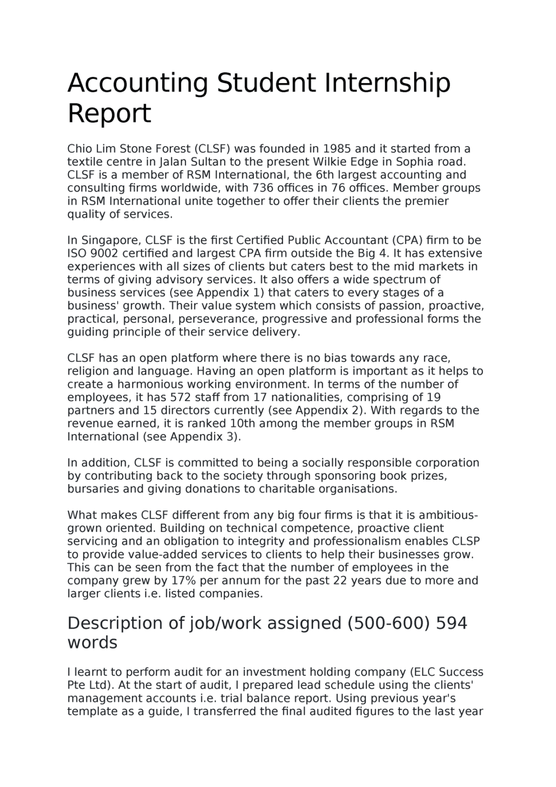 Accounting Student Internship Report – – Bcu – Studocu with Training ...