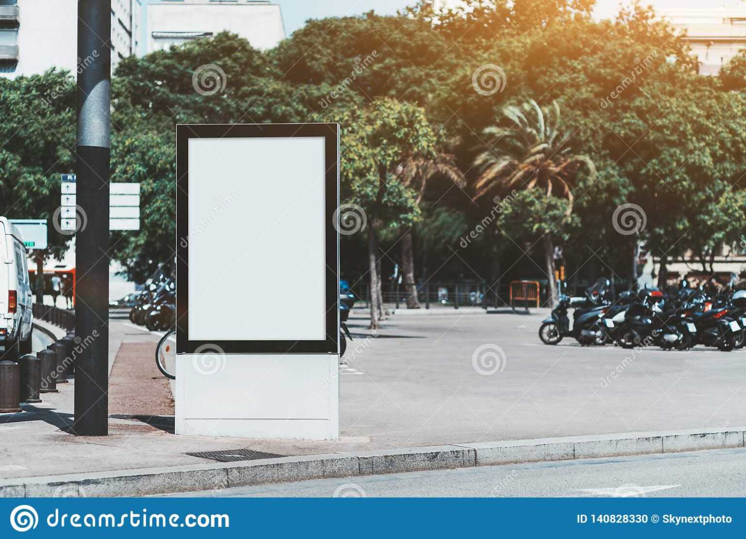 An Empty Poster Mockup Outdoors Stock Photo – Image Of with Street ...