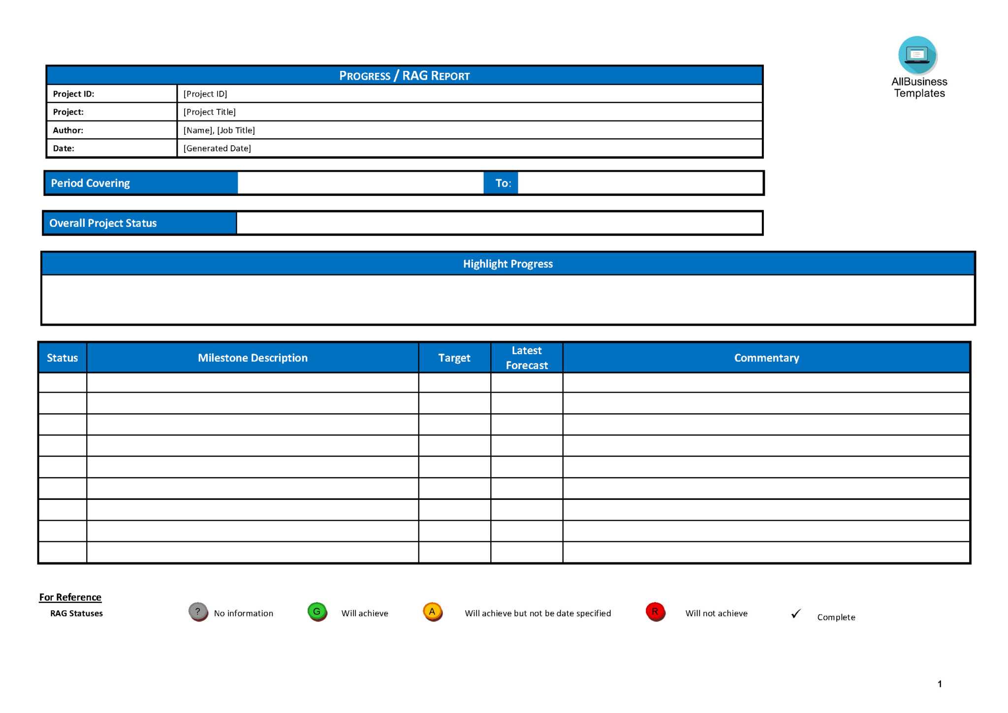 Basic Project Progress Report | Templates At regarding Job Progress ...