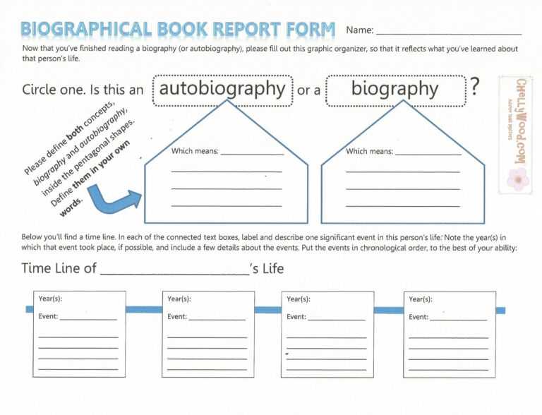 Biographical Book Report Form For Teaching Nonfiction Using inside ...