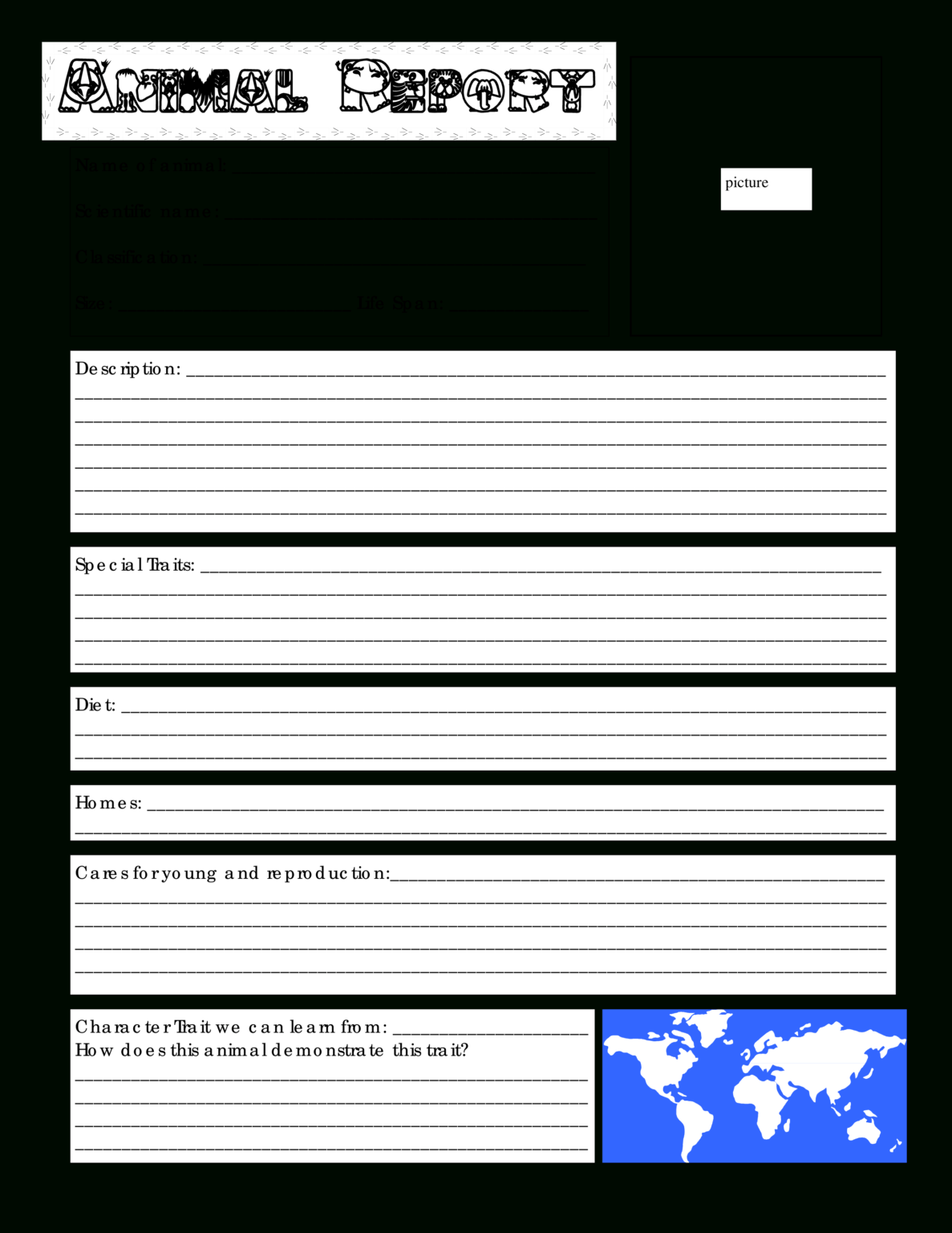 Blank Animal Report | Templates At Allbusinesstemplates throughout ...