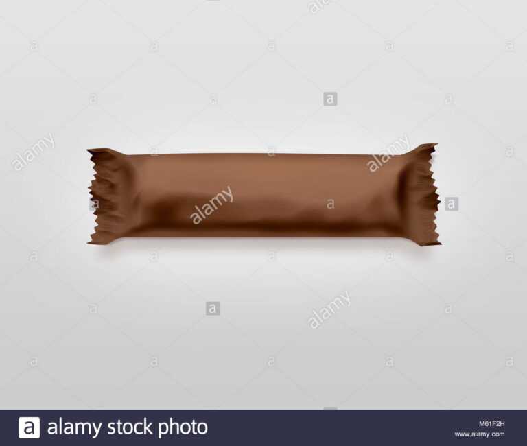 Blank Brown Candy Bar Plastic Wrap Mockup Isolated. Empty with Blank ...