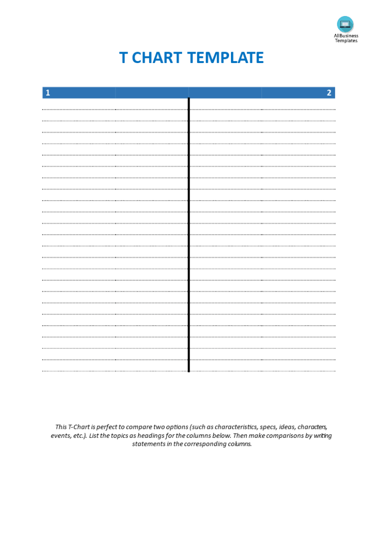 Blank T Chart Template | Templates At Allbusinesstemplates with T Chart ...