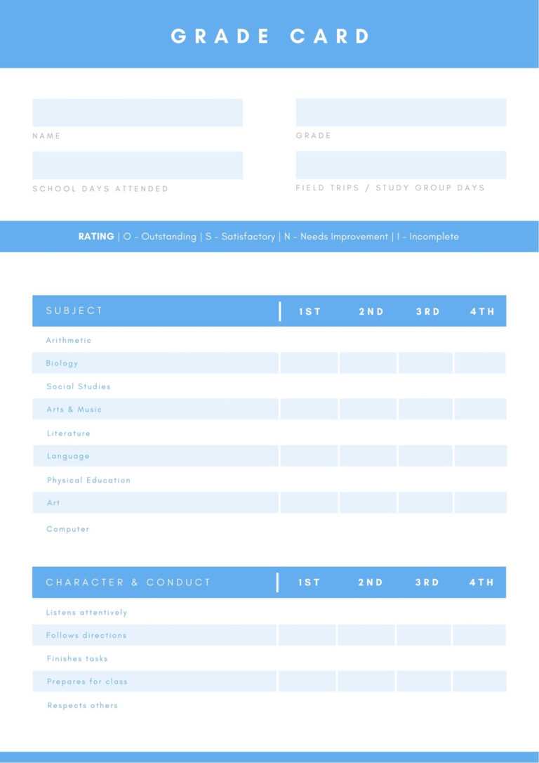 Blue & White Simple Home School Report Card – Templatescanva for ...