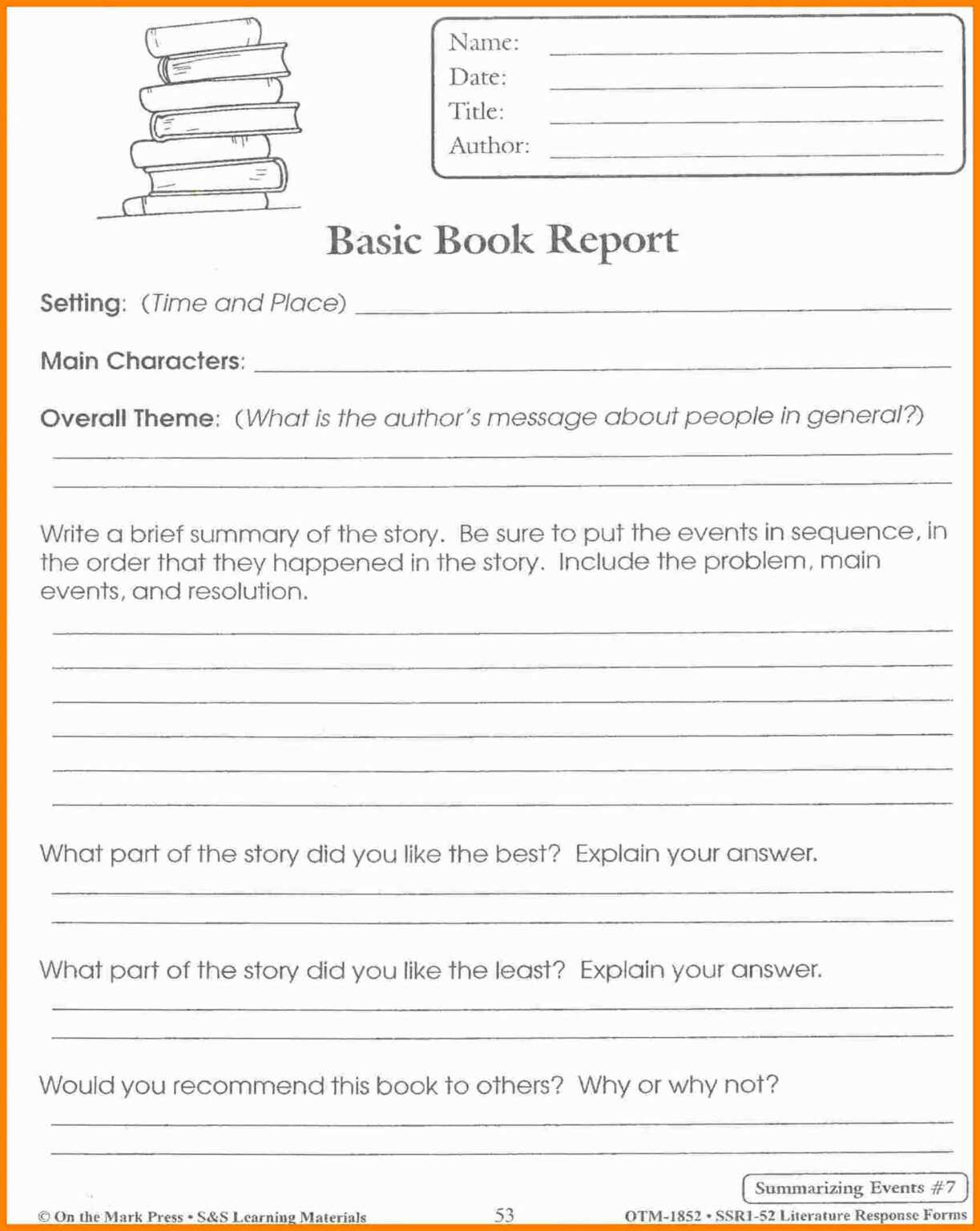 Book Report Worksheet | Printable Worksheets And Activities with regard ...