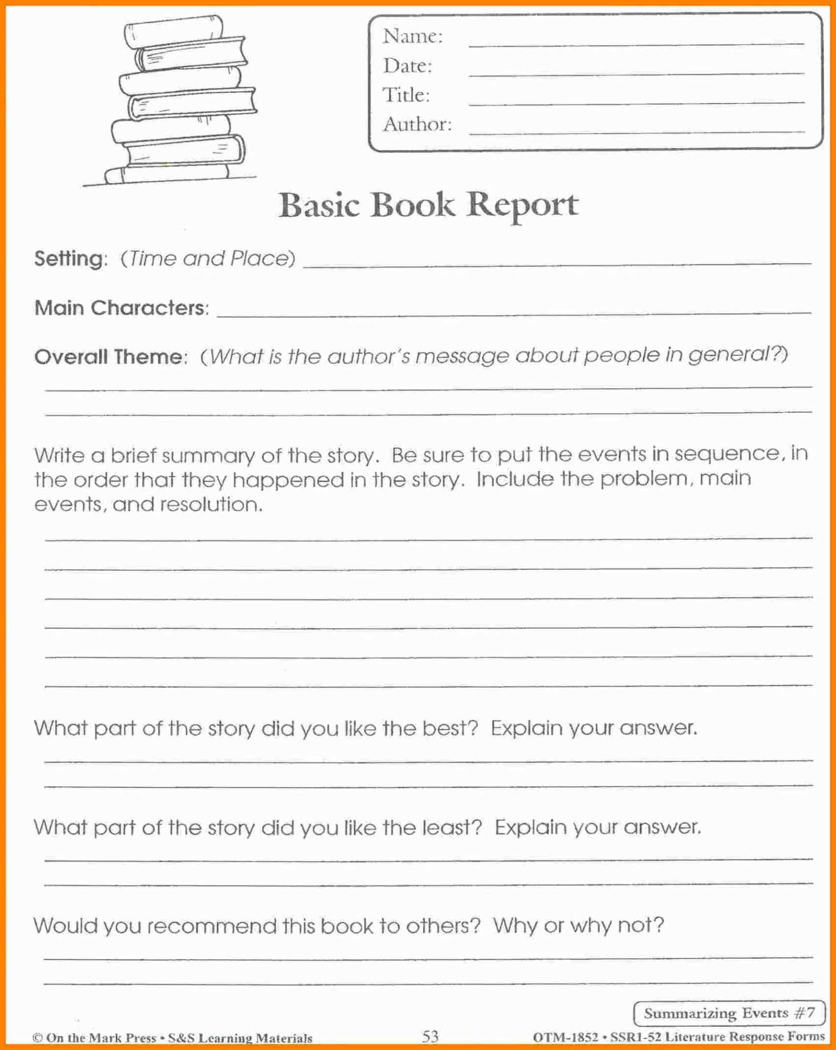 Book Report Worksheet | Printable Worksheets And Activities with regard ...