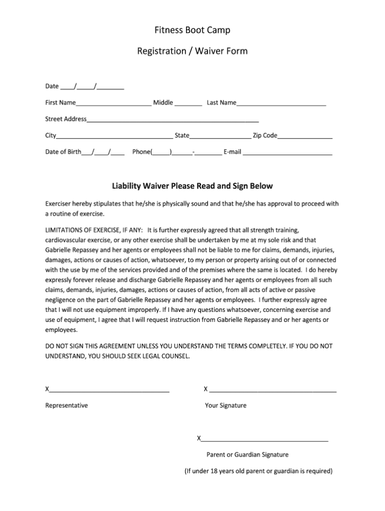 Boot Camp Form – Fill Online, Printable, Fillable, Blank pertaining to ...