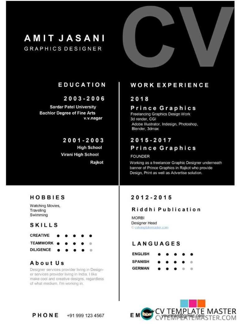 Box Detail Cv Template – Free Download In Ms Word – Cv with Personal ...