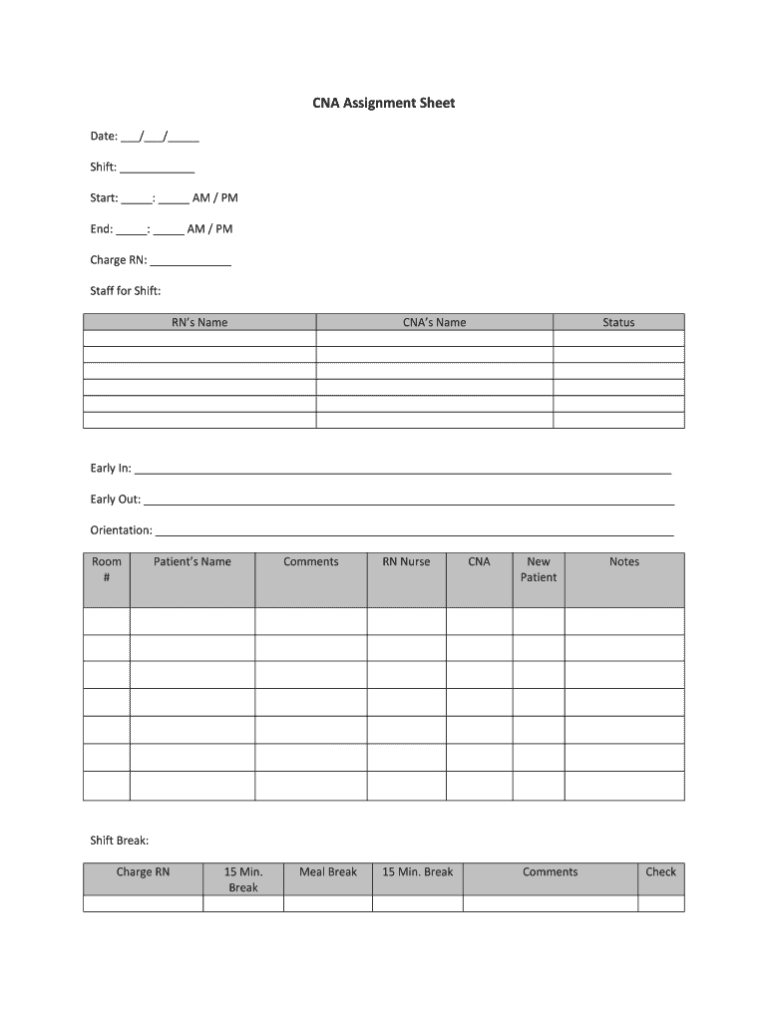 Nursing Assistant Report Sheet Templates – Creative Sample Templates