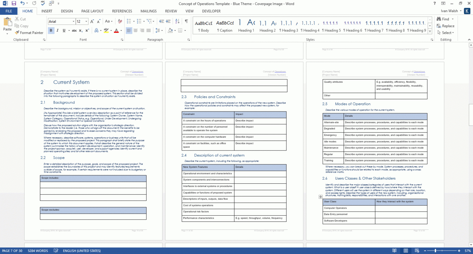 Concept Of Operations Template (Ms Word) – Templates, Forms intended ...