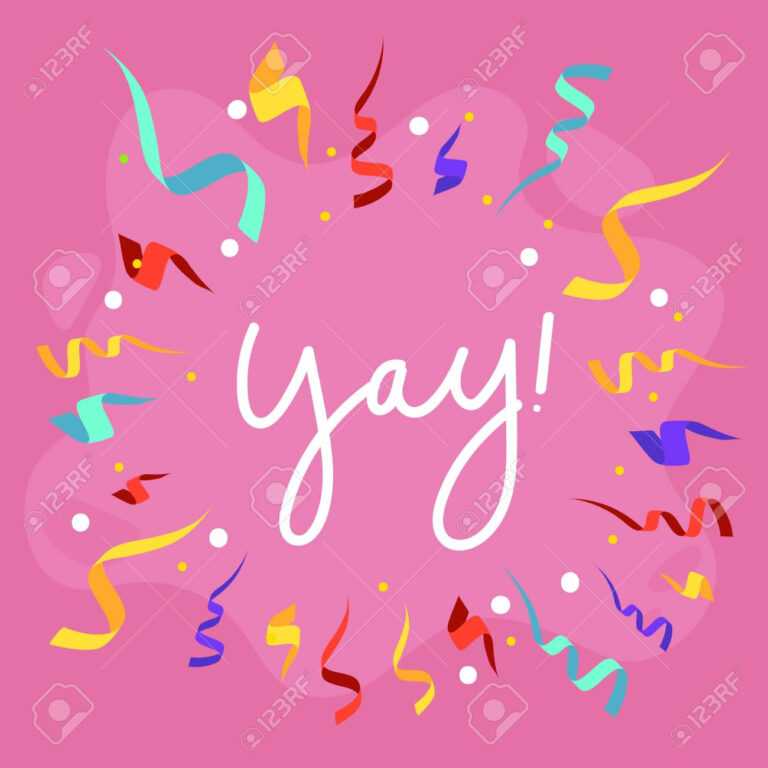 Congratulations Banner Design In Flat Style With Confetti, Ribbons ...