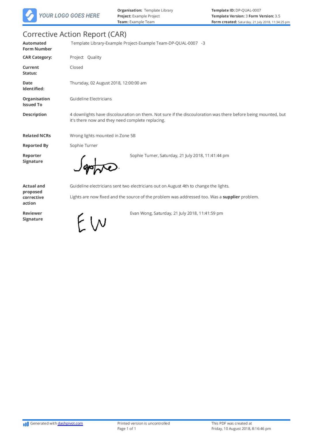 Corrective Action Report Template (Car) – Better Than Word pertaining ...