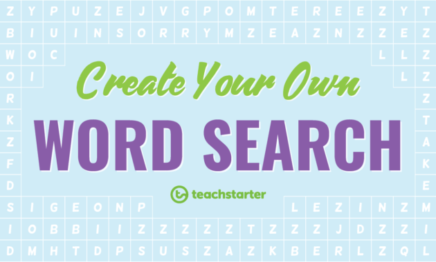Create Your Own Word Search | Teach Starter in Word Sleuth Template ...
