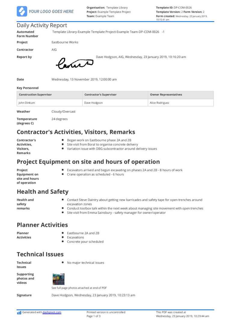 Daily Activity Report Template [Free And Better Than Excel with regard ...