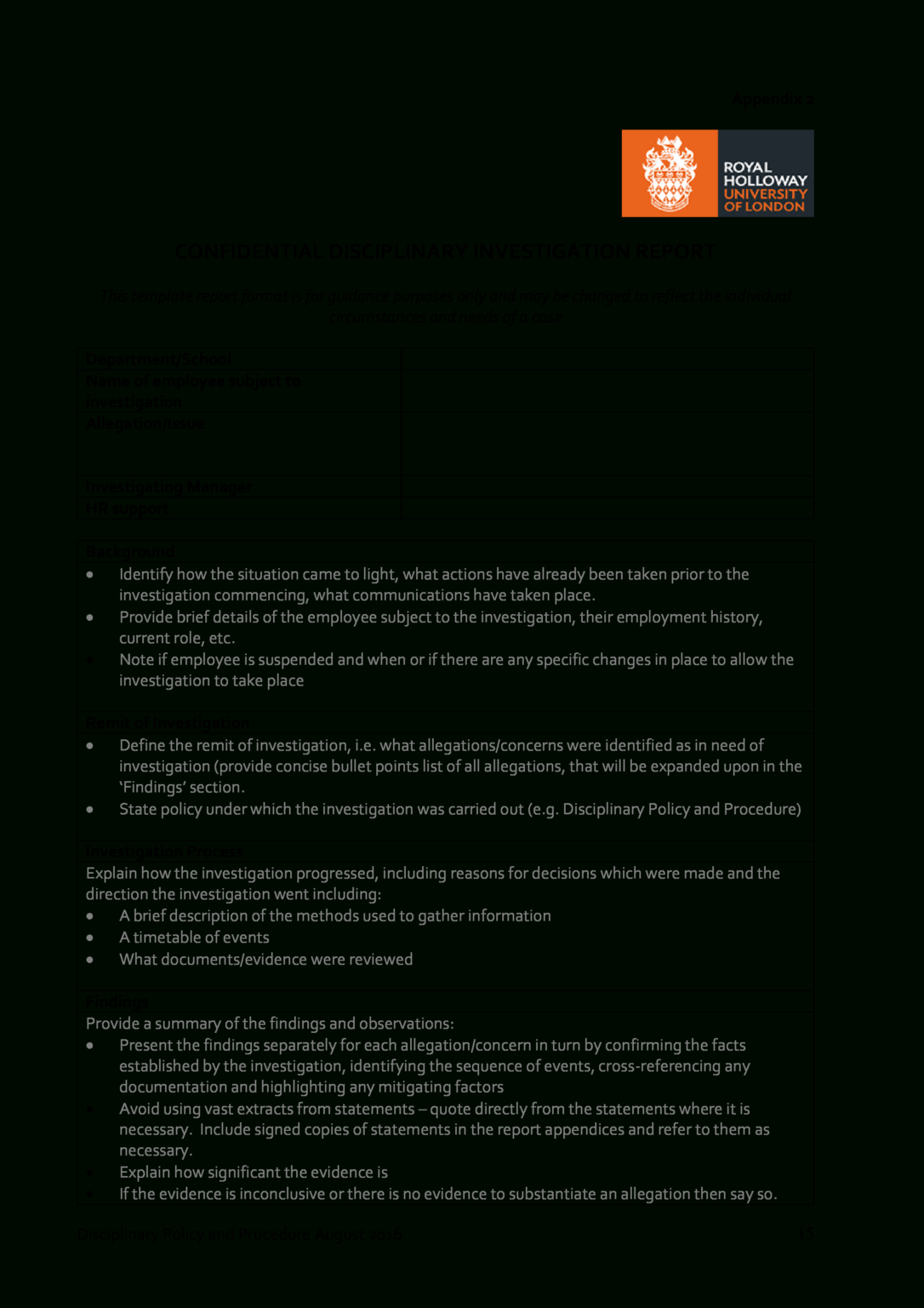 Disciplinary Investigation Report | Templates At with Hr Investigation ...