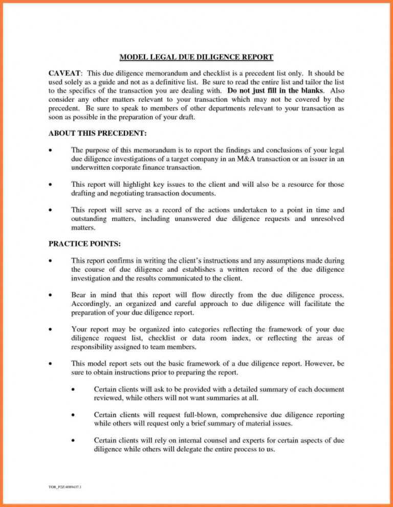Due Diligence Report Sample – Calep.midnightpig.co in Vendor Due Diligence Report Template ...