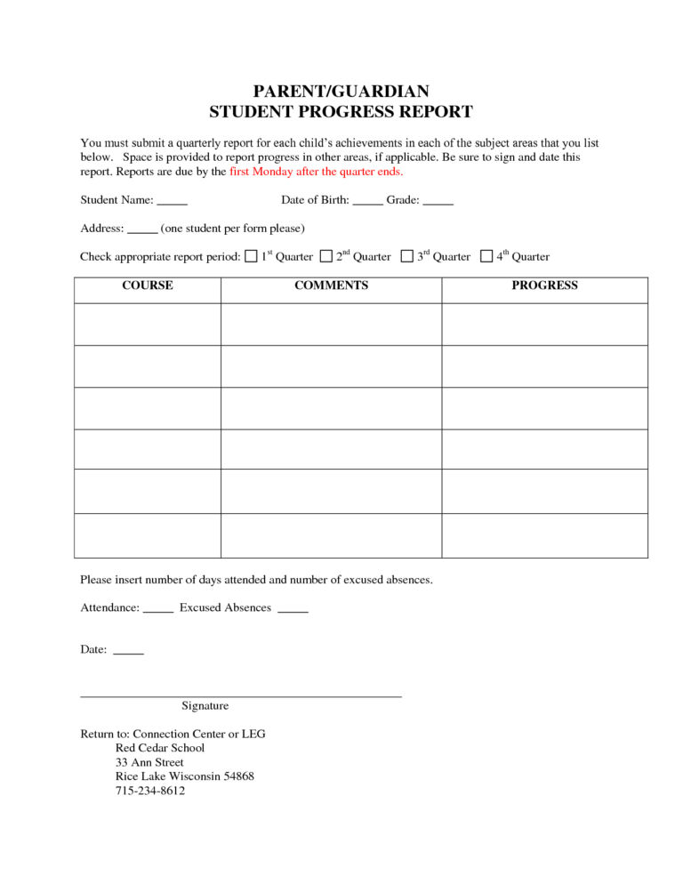 Easy To Use Weekly Student Progress Report Templates And inside Student ...