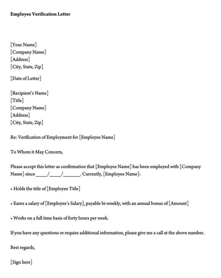 Employment Verification Letter (40+ Sample Letters And pertaining to ...