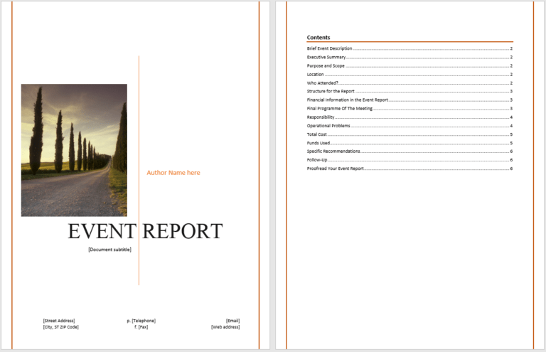 Event Report Template – Microsoft Word Templates for Simple Report ...