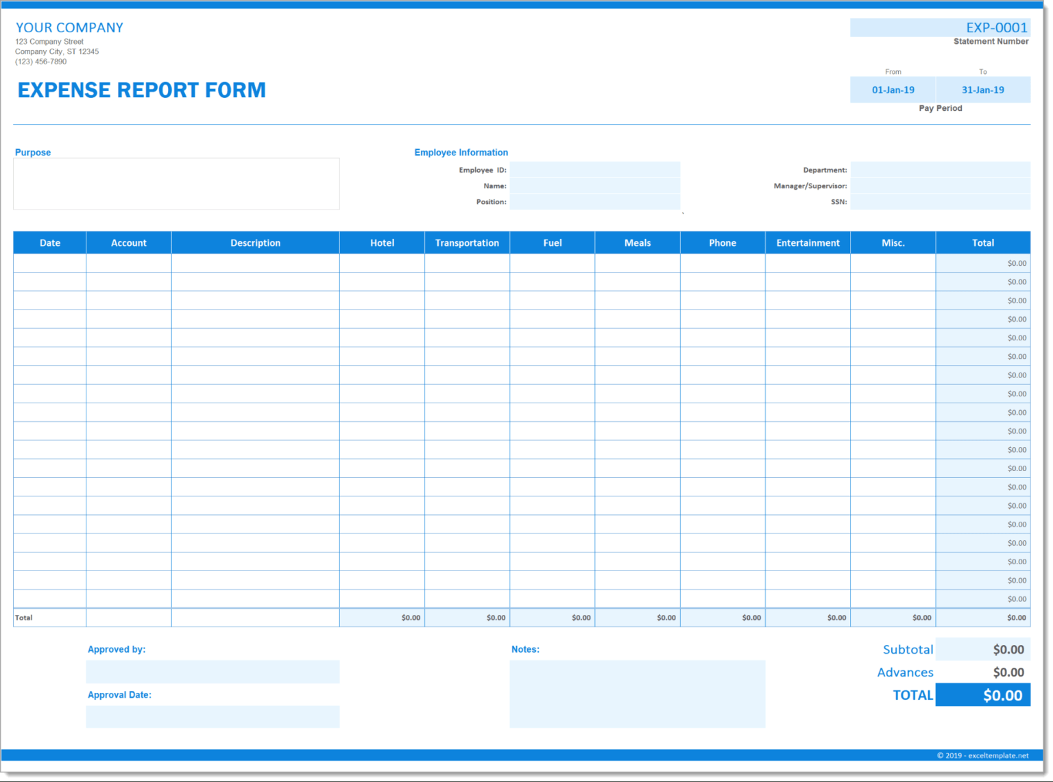 Expense Report Form with Gas Mileage Expense Report Template – Creative ...