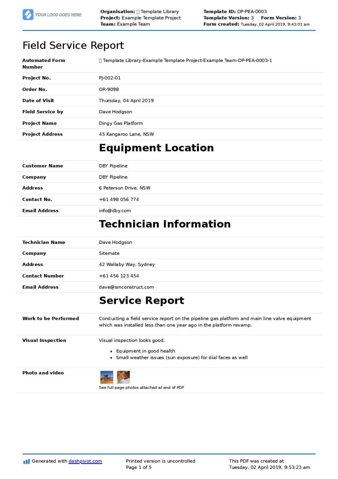 Field Service Report Template (Better Format Than Word with Best Report ...