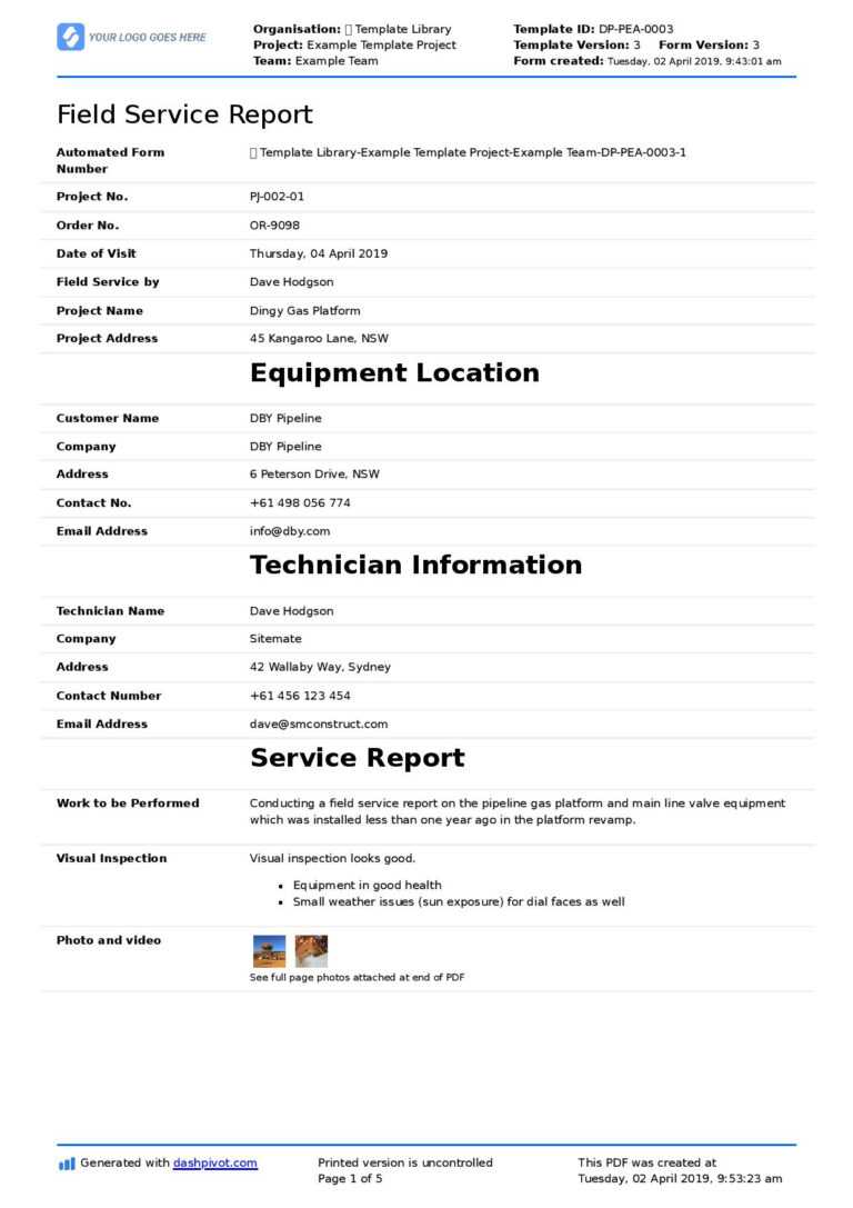 Field Service Report Template (Better Format Than Word with Field ...