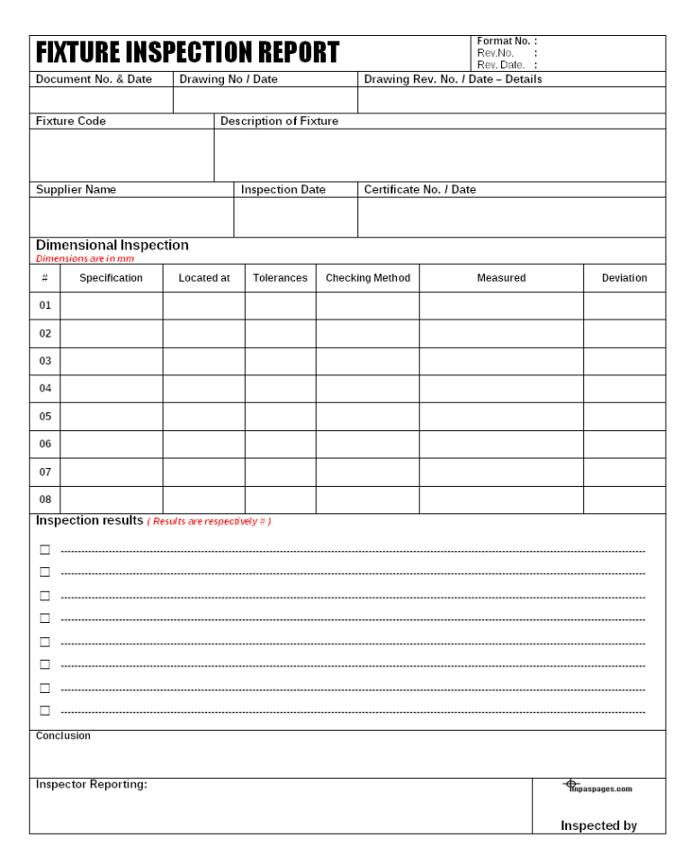 Engineering Inspection Report Template – Creative Sample Templates