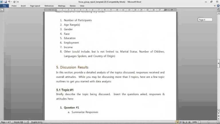 Focus Group Report Template regarding Focus Group Discussion Report ...