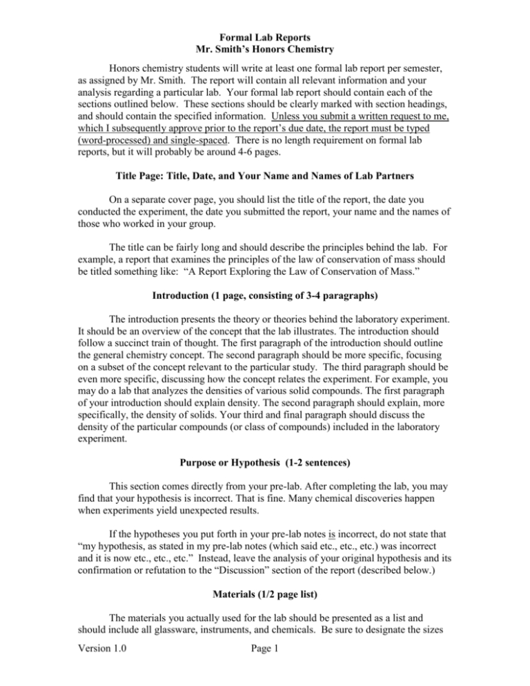 Formal Lab Report Template in Formal Lab Report Template – Creative ...