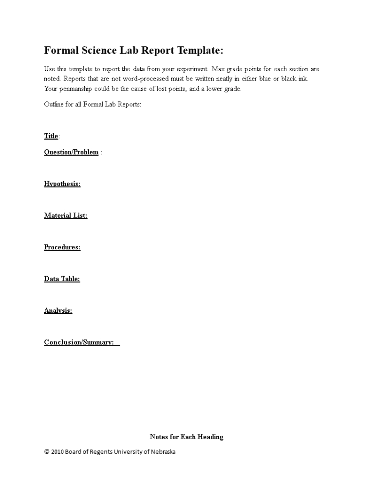 Formal Science Lab Report Template | Templates At for Formal Lab Report ...