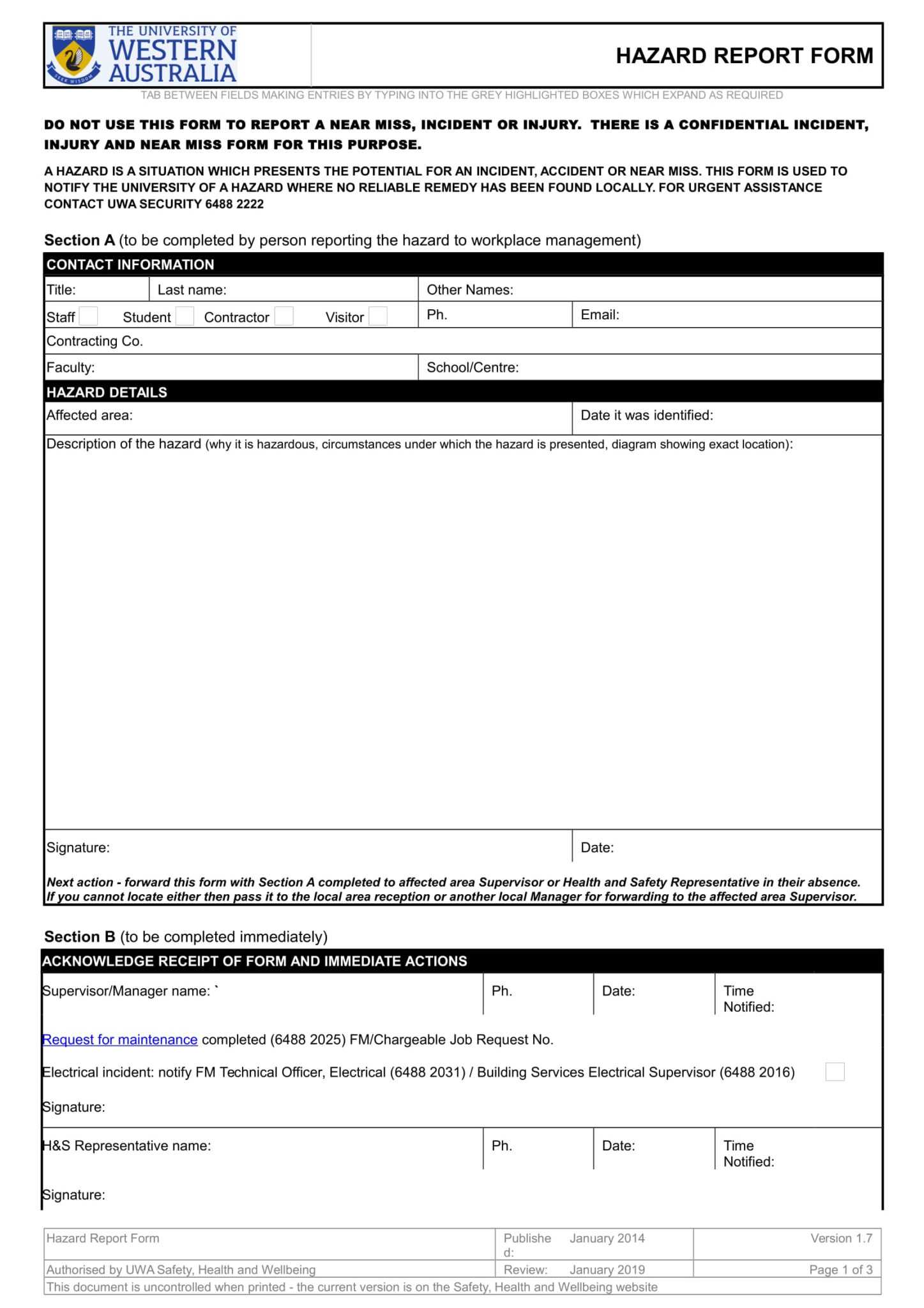 Free 13+ Hazard Report Forms In Ms Word | Pdf inside Ohs Incident ...