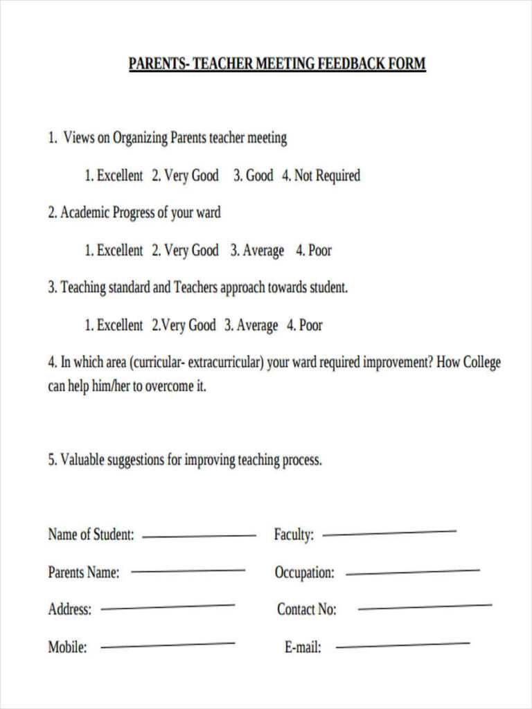 Free 14+ Sample Teacher Feedback Forms In Pdf | Ms Word intended for ...