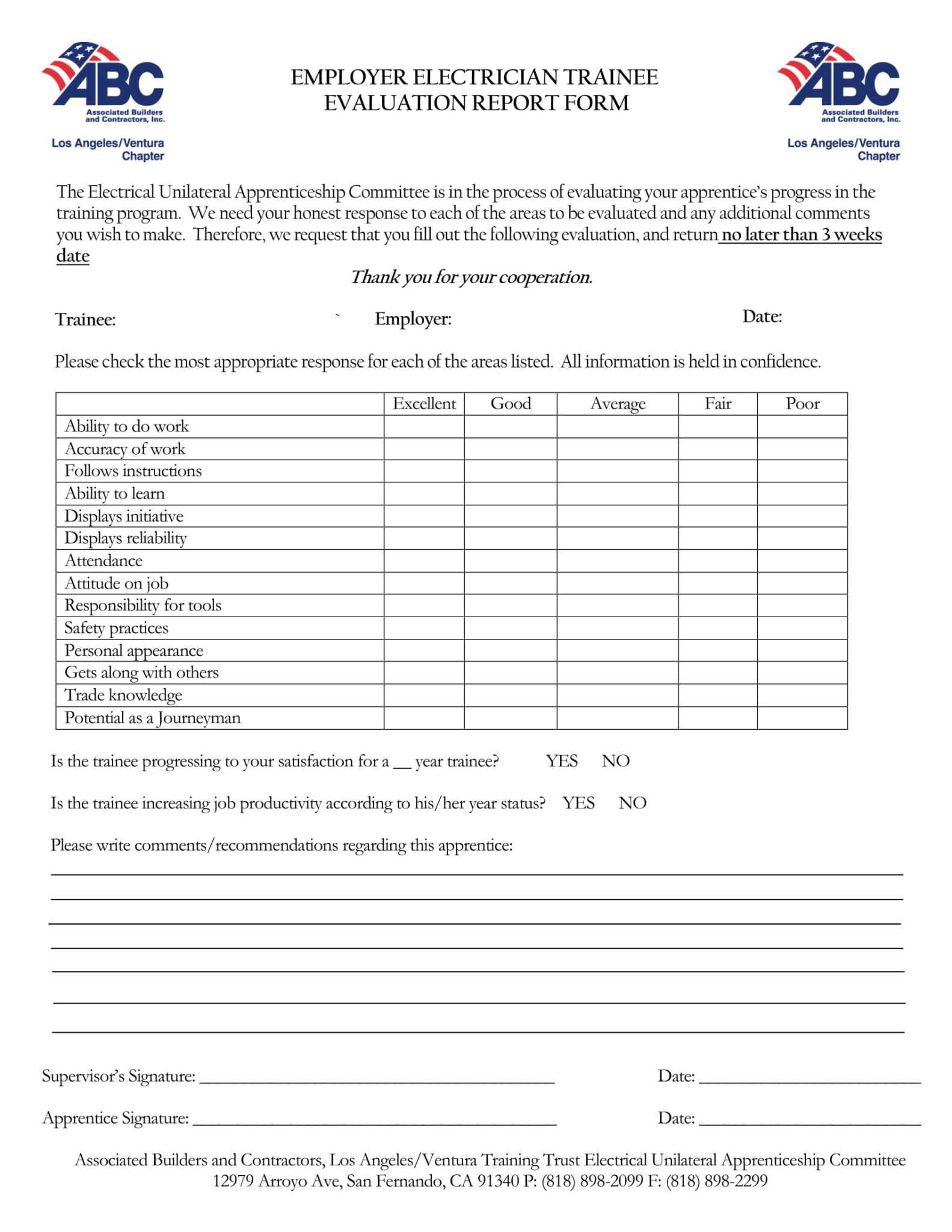 Free 14+ Trainee Evaluation Forms In Ms Word | Pdf inside Training ...