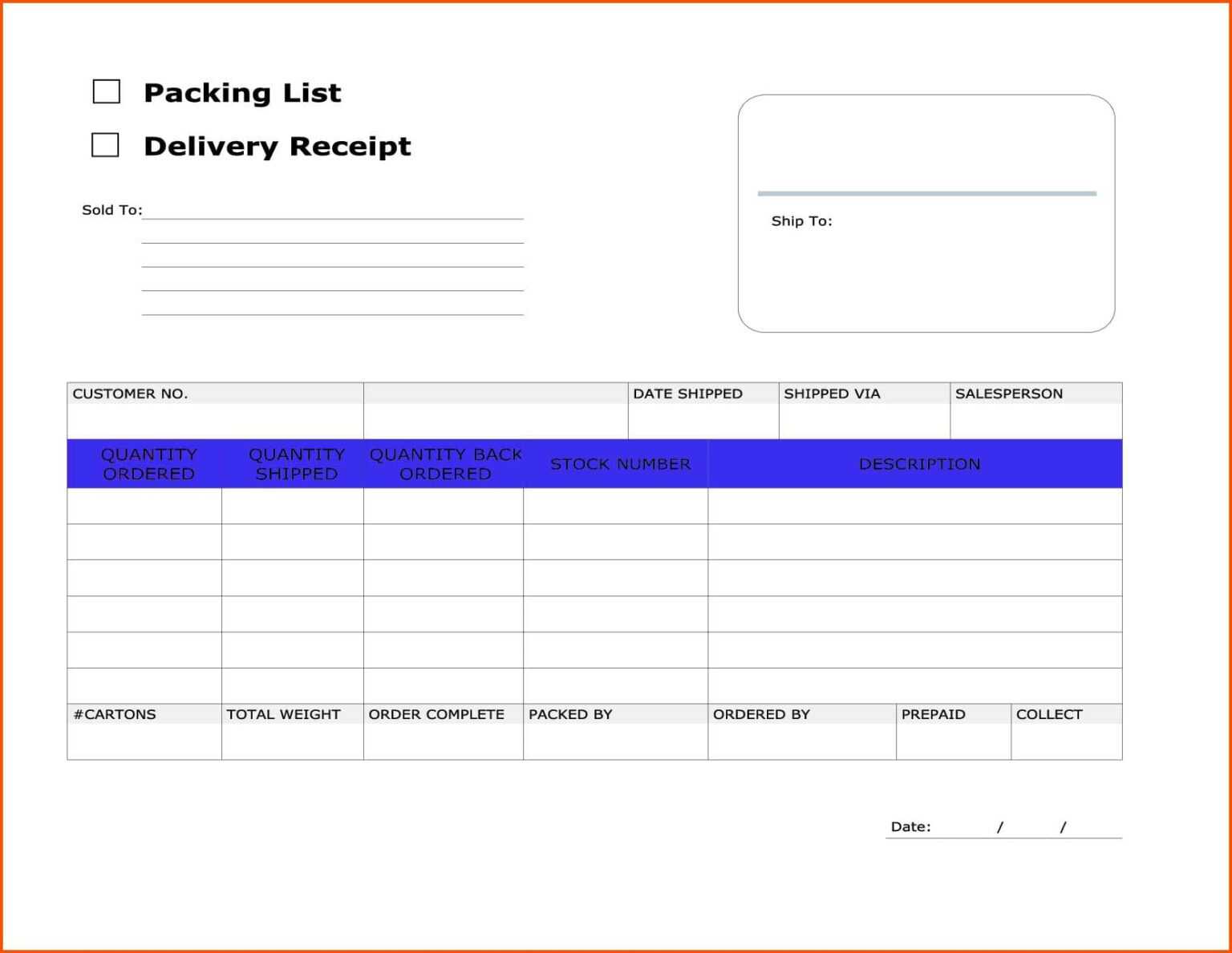 Free Delivery Receipt Template [Pdf, Word Doc & Excel] within Proof Of ...