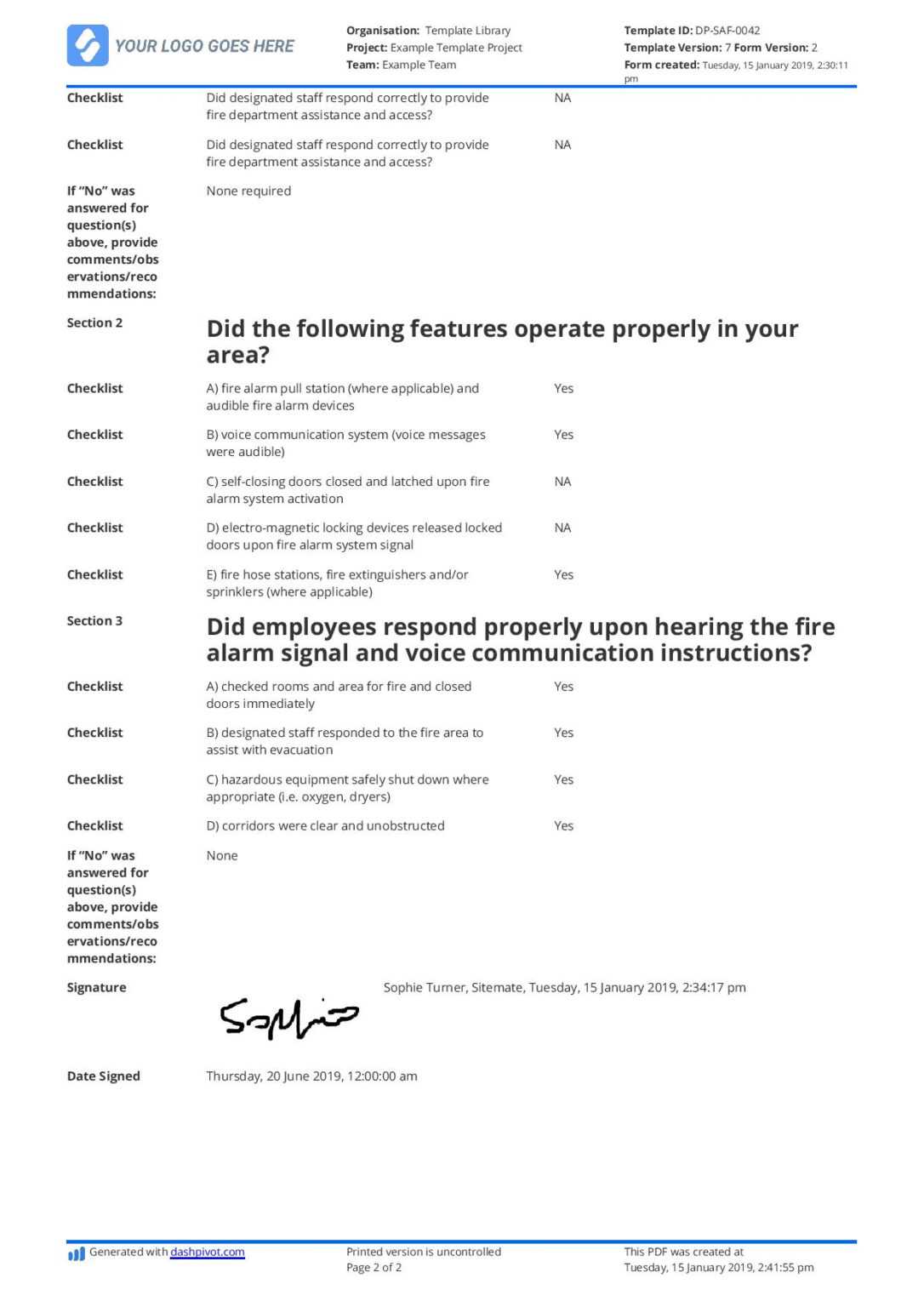 Free Fire Drill Report Template – Use, Customise, Download intended for ...