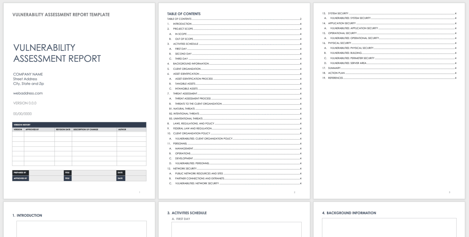 Free Vulnerability Assessment Templates | Smartsheet in Physical ...