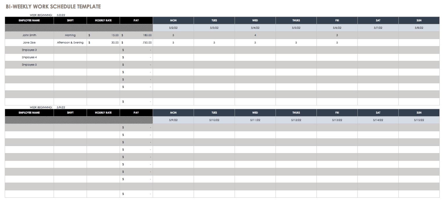 Free Work Schedule Templates For Word And Excel |Smartsheet throughout ...