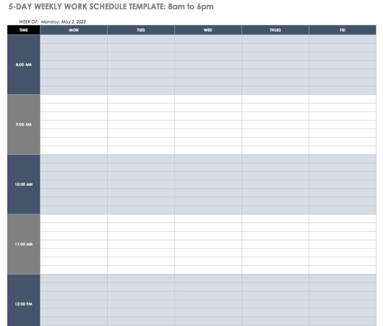 Free Work Schedule Templates For Word And Excel |Smartsheet with Blank ...