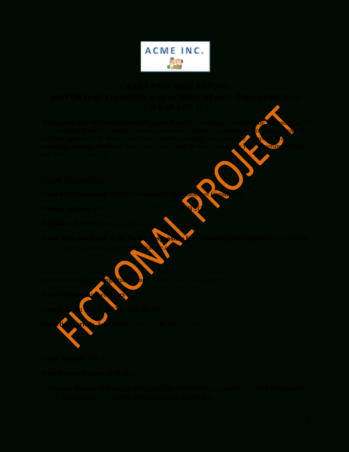 Grant Progress Report For Students And Staff | Templates At inside ...
