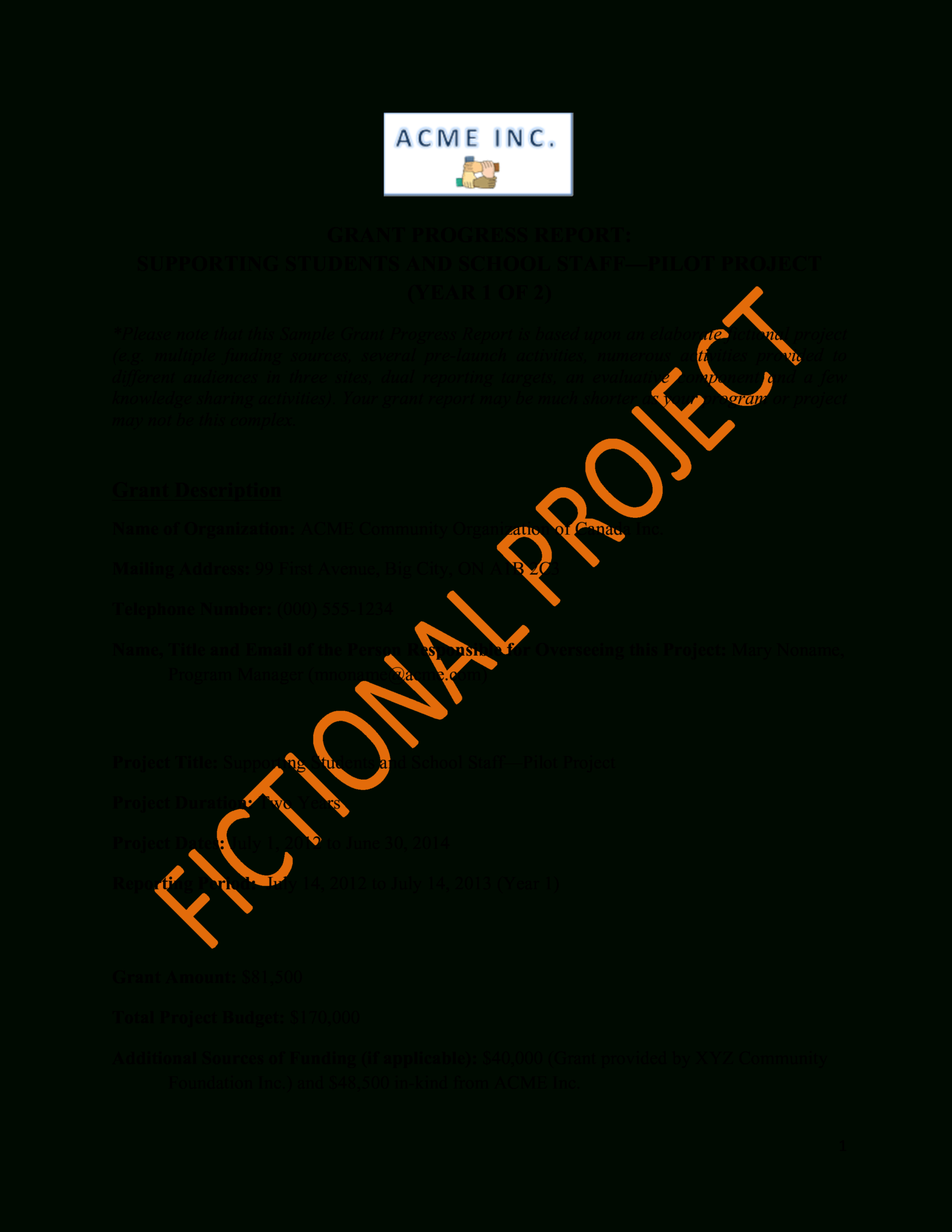 Grant Progress Report For Students And Staff | Templates At inside ...