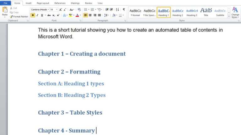 How To Make Automated Table Of Contents In Microsoft Word in Contents ...