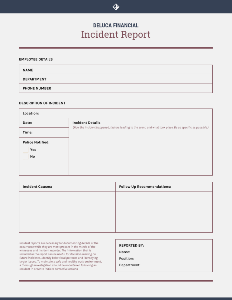 How To Write An Effective Incident Report [Templates] – Venngage ...